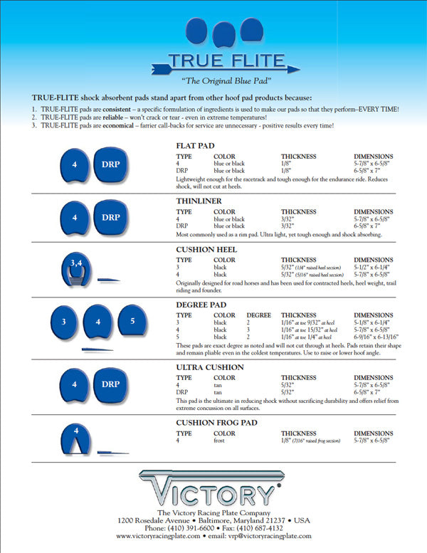 True Flite Hoof Pads - VICTORY Racing Plate – Victory Racing Plate Company